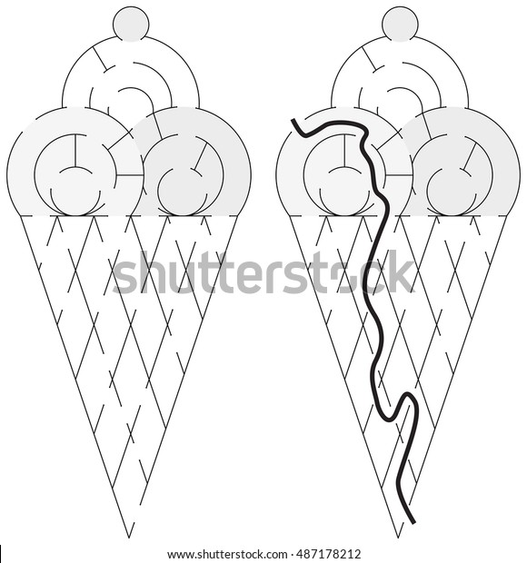Easy Ice Cream Maze Younger Kids Stock Vector (Royalty Free) 487178212 ...