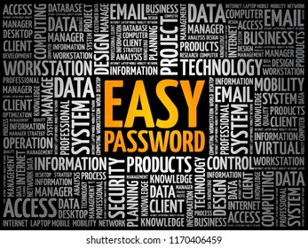Easy Password Word Cloud Collage Technology Stock Vector (Royalty Free ...