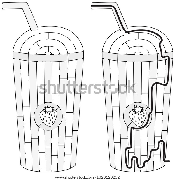 Easy Strawberry Milkshake Maze Younger Kids Stock Vector (Royalty Free ...