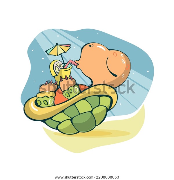 Easy Turtle Drink On Beach Background Stock Vector (Royalty Free ...