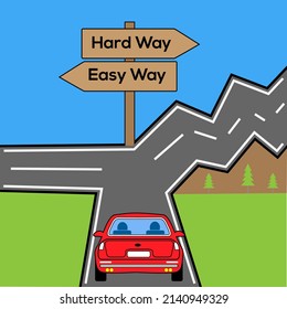 Easy Way Vs Hard Way Choice Stock Vector (Royalty Free) 2140949329 ...