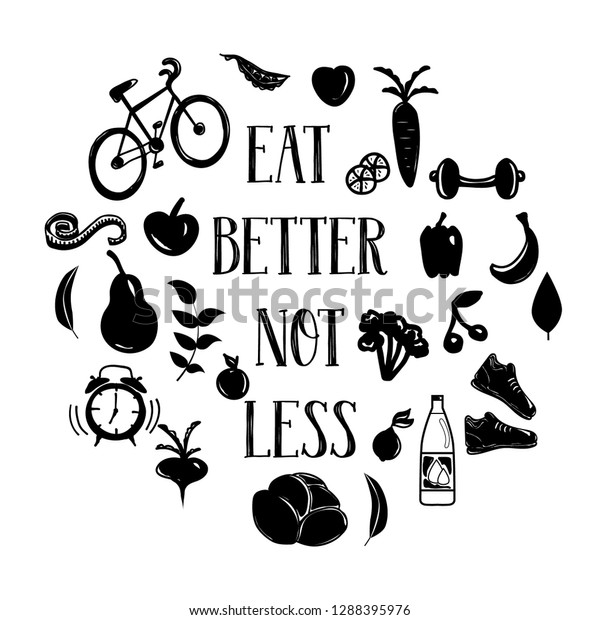 Eat Better Not Less Vector Doodle Stock Vector (Royalty Free ...