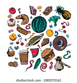 Eat Collection Doodle Stock Vector (Royalty Free) 1083570161 | Shutterstock