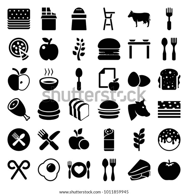 Eat Icons Set 36 Editable Filled Stock Vector (Royalty Free) 1011859945 ...
