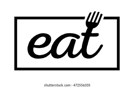 Eat Logo Combine Fork Black Color Stock Vector (Royalty Free) 472556335 ...