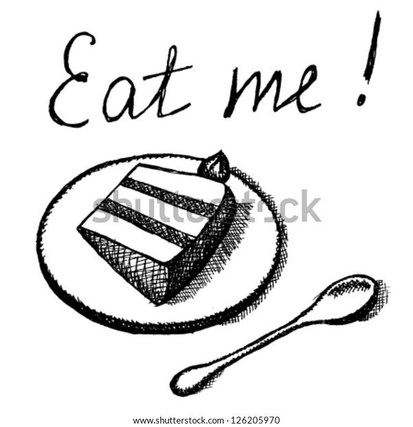 Eat Me Vector Sketch Illustration Cake Stock Vector (Royalty Free ...