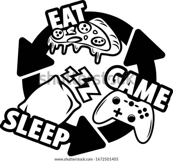 Eat Sleep Game Repeat Shirt Design Stock-vektor (royaltyfri) 1672501405 ...