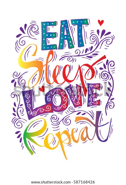 Eat Sleep Love Repeat Postcard Ink Stock Vector (Royalty Free) 587168426