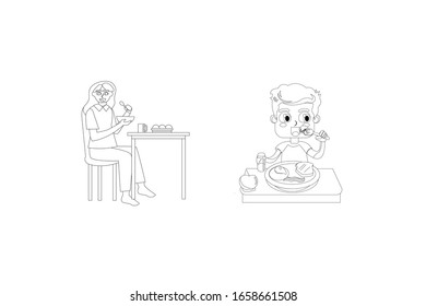 Eat Table Vector Outline Illustration Stock Vector (Royalty Free ...