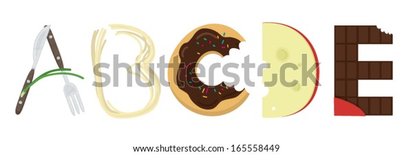 Eatable Vector Alphabet Part 1 Stock Vector (Royalty Free) 165558449 ...