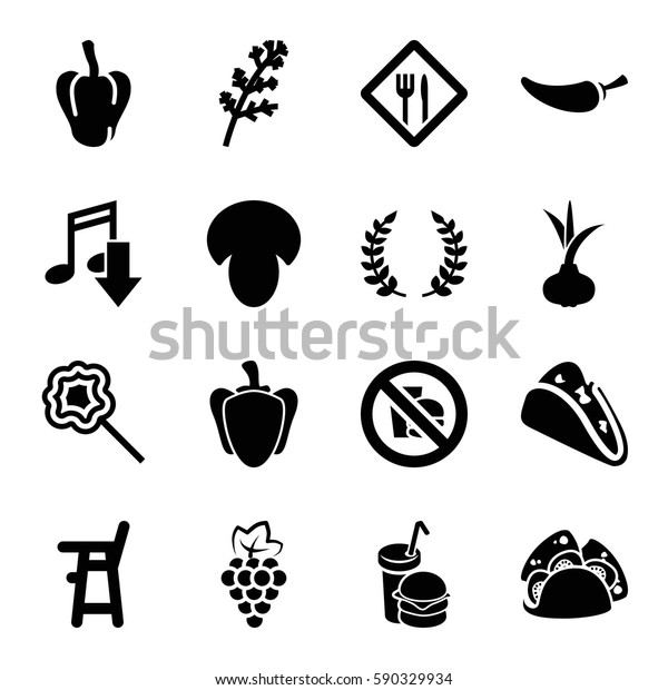 Eating Icons Set Set 16 Eating Stock Vector (Royalty Free) 590329934
