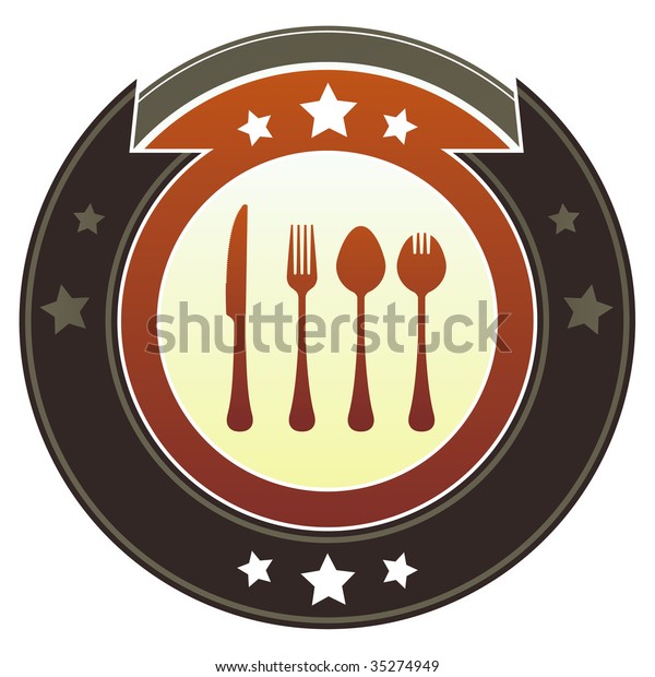 Eating Utensils Dining Icon On Round Stock Vector (Royalty Free) 35274949