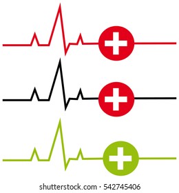 Set Hearts Cardiology Line Heart Cross Stock Vector (Royalty Free ...
