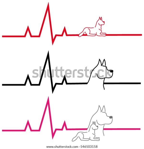 Ecg Dog On White Background Vector Stock Vector (Royalty Free ...