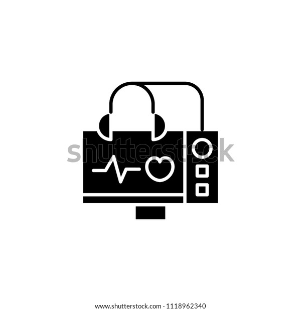 Echocardiogram Heart Black Icon Concept Echocardiogram Stock Vector ...