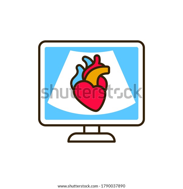 Echocardiogram Machine Color Line Icon Medical Stock Vector (Royalty ...