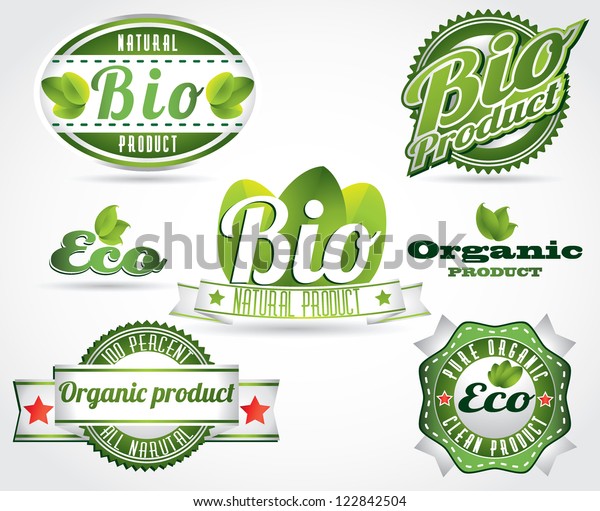 Eco Bio Natural Logos Stock Vector (Royalty Free) 122842504