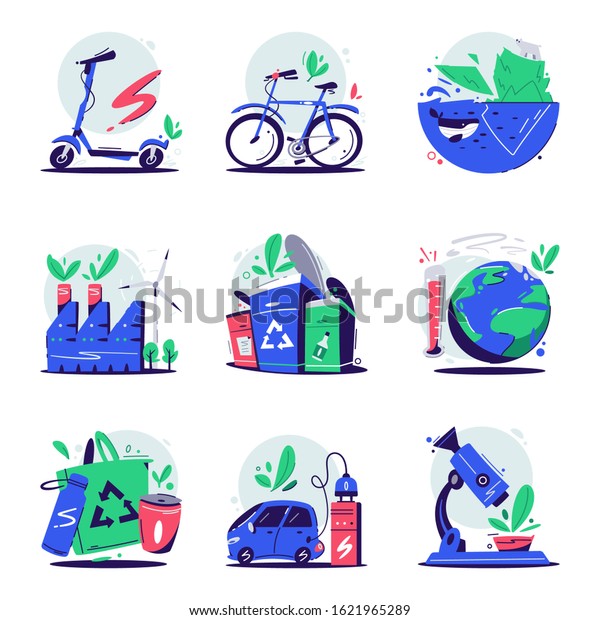 Eco Concept Cartoon Vector Illustration Ecology Stock Vector (Royalty ...