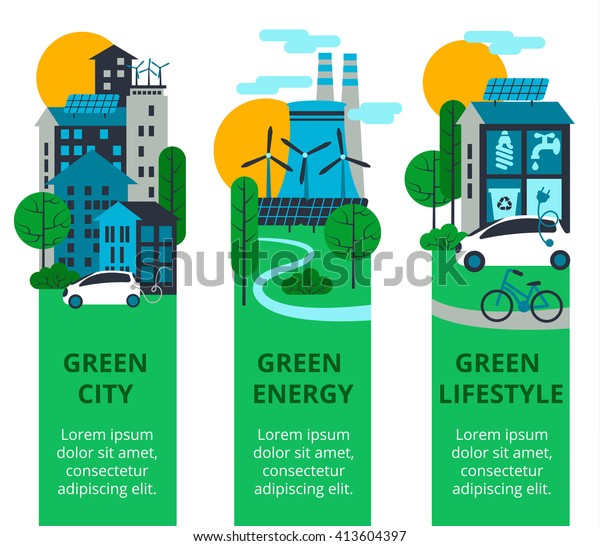 Eco Friendly Go Green City Vertical Stock Vector (Royalty Free ...