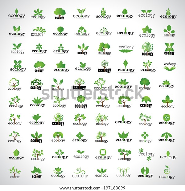 Eco Icons Set Isolated On Gray Stock Vector (Royalty Free) 197183099 ...