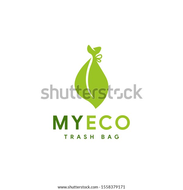 Eco Leaf Organic Trash Bag Logo Stock Vector (Royalty Free) 1558379171