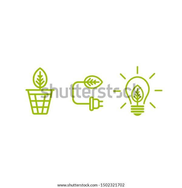 Eco Line Icons Set Isolated On Stock Vector (Royalty Free) 1502321702