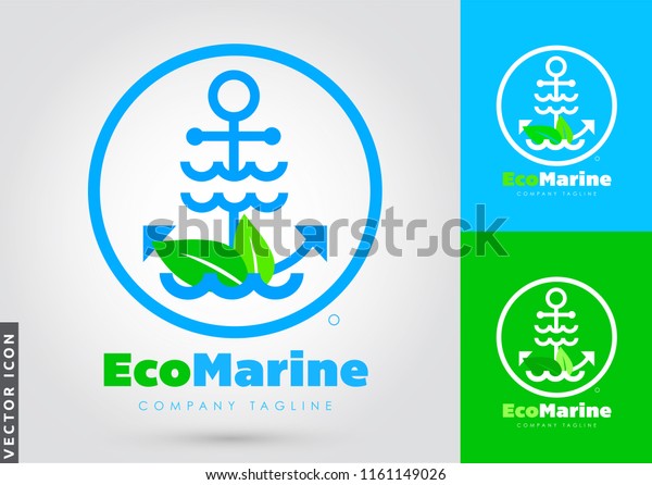 Eco Marine Logo Design Stock Vector (Royalty Free) 1161149026