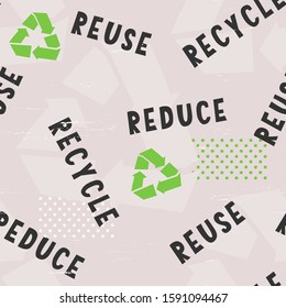 Ecological Lettering Repeat Design Reuse Reduce Stock Vector (Royalty ...