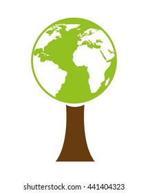 Ecological Tree Planet Earth Isolated Icon Stock Vector (Royalty Free ...