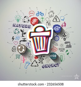 Ecology Collage Icons Background Vector Illustration: vector de stock ...