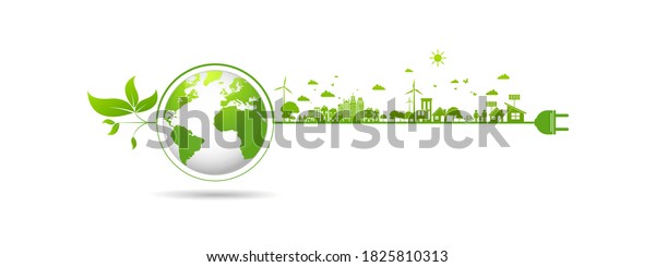 Ecology Concept Environmental Banner Design Elements Stock Vector ...