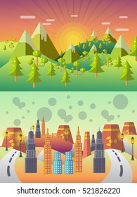 Ecology Concept Vector City Landscape Environmental Stock Vector ...