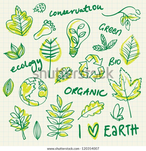 Ecology Environment Doodle Set Stock Vector (Royalty Free) 120354007 ...