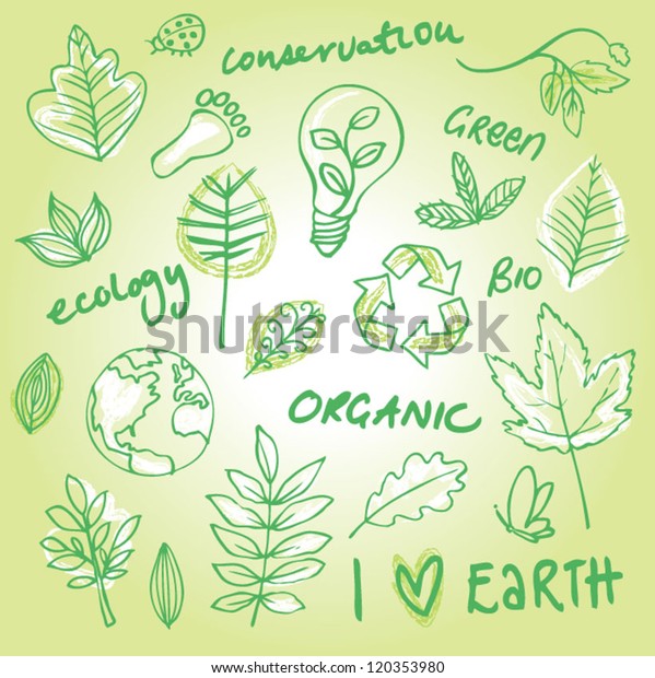 Ecology Environment Drawing Set Stock Vector (Royalty Free) 120353980