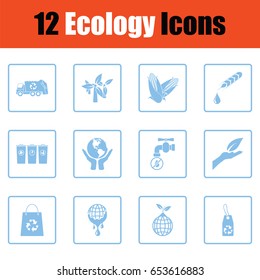 Ecology Icon Set Blue Frame Design Stock Vector (Royalty Free ...