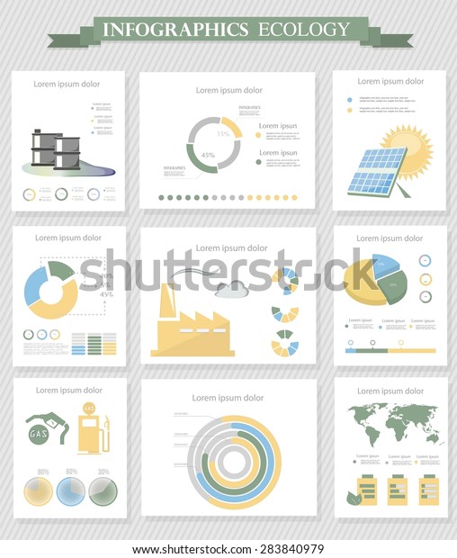 Ecology Infographics Collection Charts World Map 库存矢量图（免版税）283840979 ...