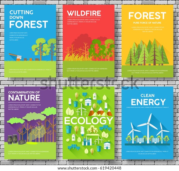 Ecology Information Cards Set Ecological Template Stock Vector (Royalty ...