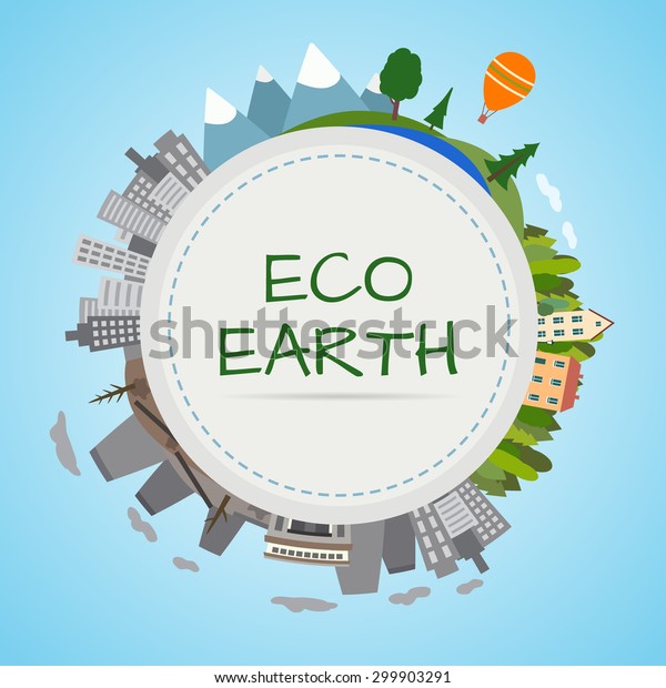 Ecology Planet Earth Divided Into Two Stock Vector (Royalty Free ...
