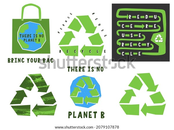 Ecology Vector Clipart Set Recycling Earth: เวกเตอร์สต็อก (ปลอดค่า ...