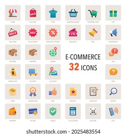 Ecommerce Icon Set 32 Shopping Store Stock Vector (Royalty Free ...