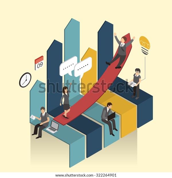 Economic Growth Concept 3d Isometric Flat Stock Vector (Royalty Free ...