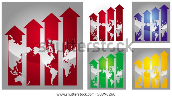Economic Growth Illustration Graph World Map 스톡 벡터(로열티 프리) 58998268 ...