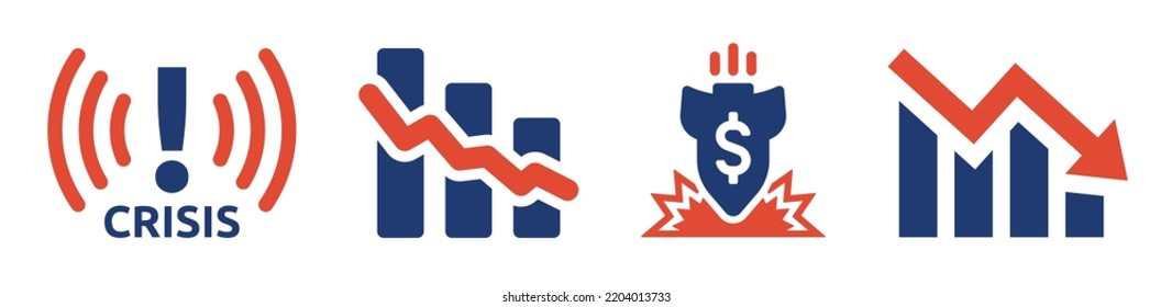 Economic Recession Icon Set Financial Crisis Stock Vector (Royalty Free ...
