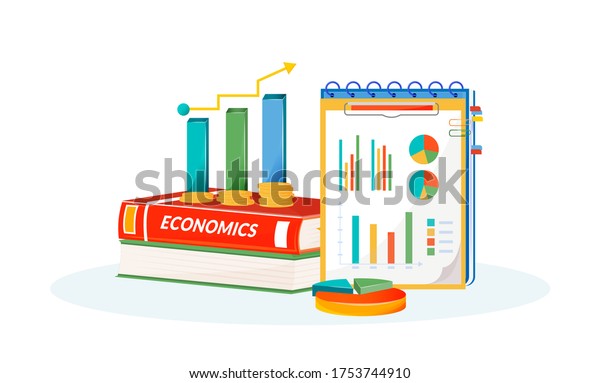 Economics flat concept vector illustration. School subject. Social ...
