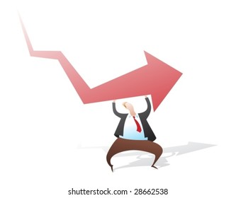 Cartoon Man Pushing Hard Reverse Red Stock Vector (Royalty Free ...