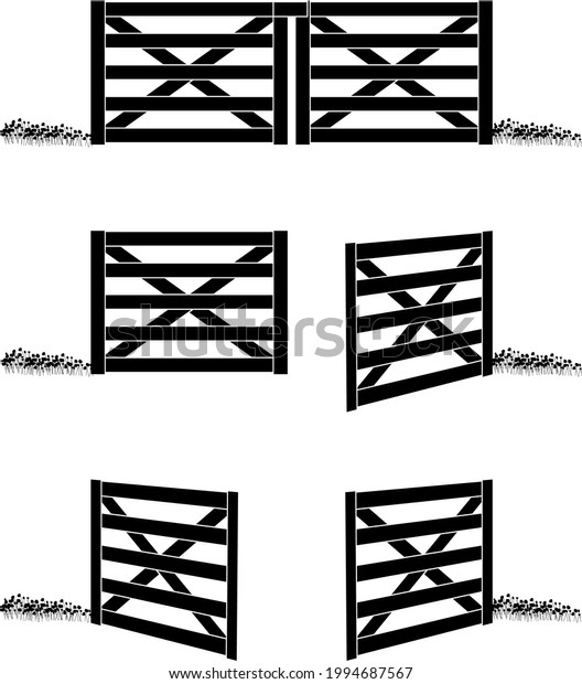 Ector Illustration Set Rural Gates Three Stock Vector (Royalty Free ...