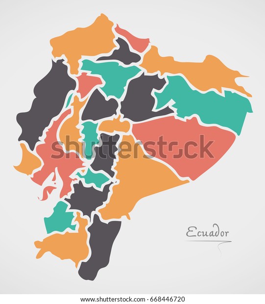 Ecuador Map States Modern Round Shapes Stock Vector (Royalty Free ...