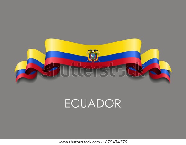 Ecuadorian Flag Wavy Ribbon Background Vector Stock Vector (Royalty ...