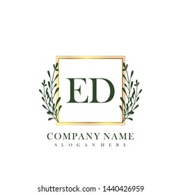 Ed Initial Beauty Floral Logo Template Stock Vector (Royalty Free ...