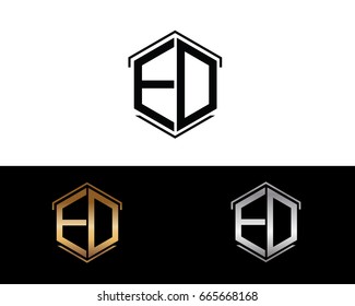 Ed Letters Linked Hexagon Shape Logo Stock Vector (Royalty Free ...